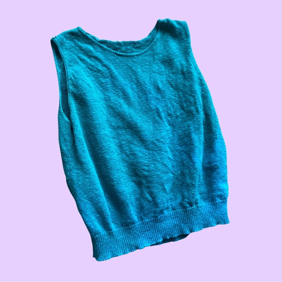 Tops | Vintage Y2k Teal Knit Sleeveless Tank Top | Poshmark